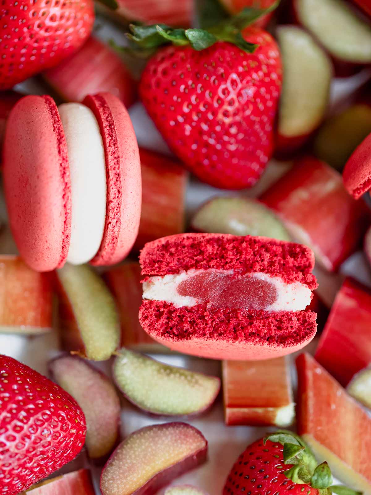 Rhubarb Strawberry Macarons - Everything Marina