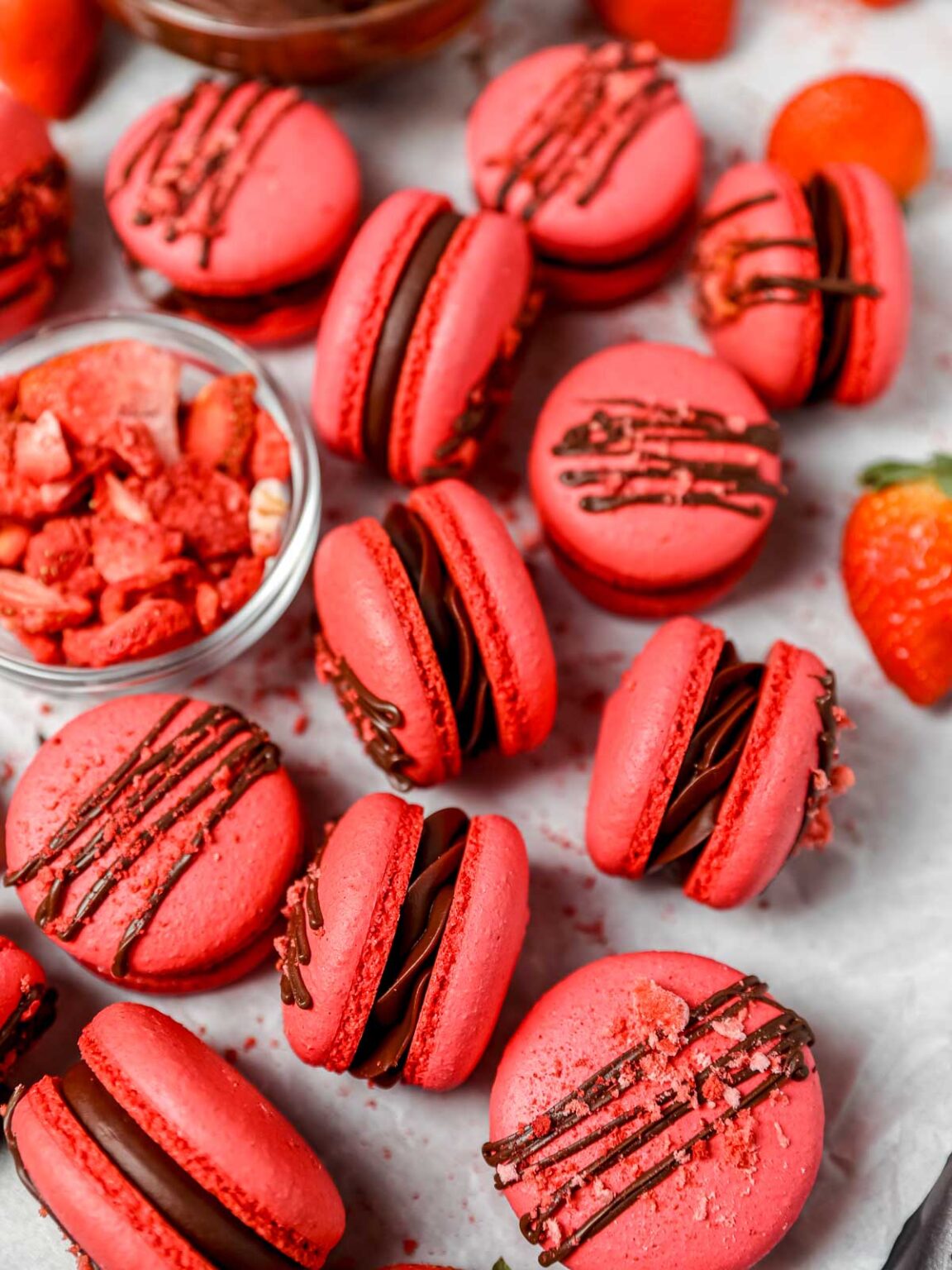 Chocolate Strawberry Macarons - Everything Marina